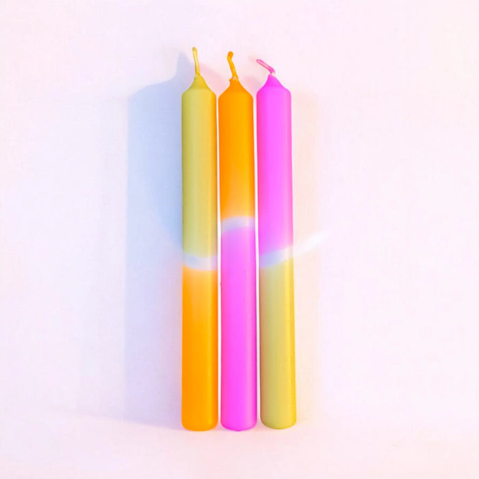 Dip Dye Neon Candles Set of 3 Honey Glaze — WanderlustWares